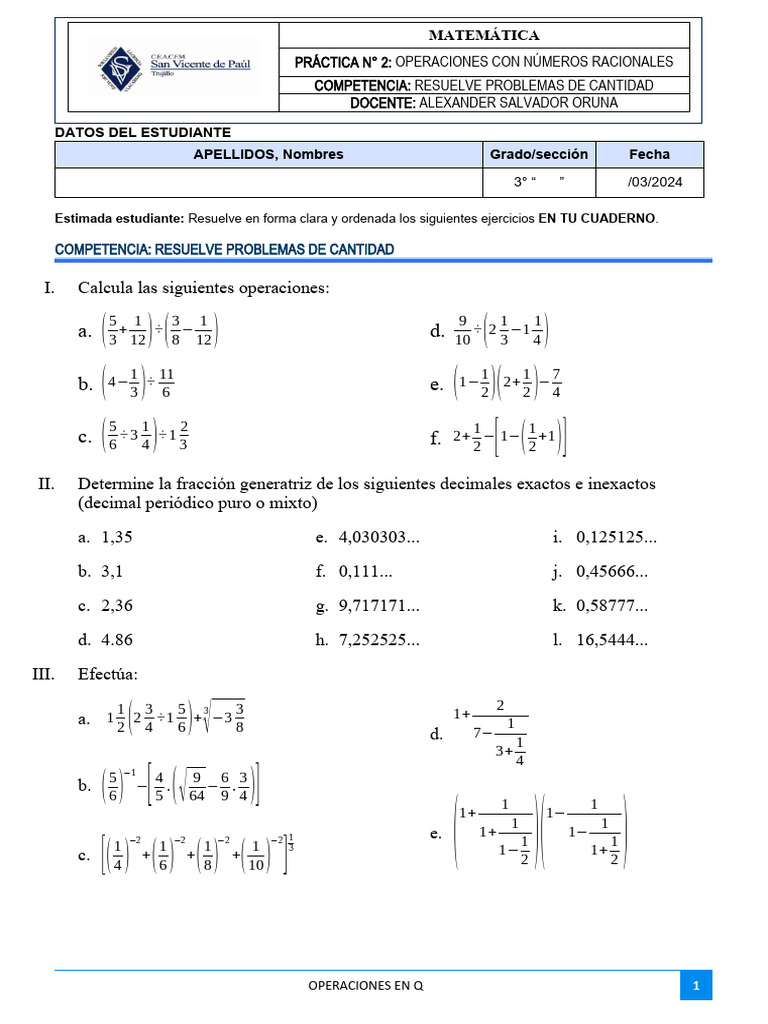 Practica de Operaciones Con Q | PDF | División (Matemáticas) | Notación ...