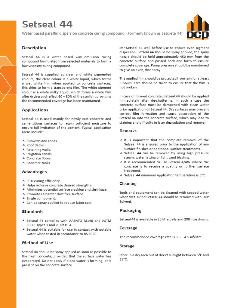 Setseal 44 | PDF | Concrete | Water