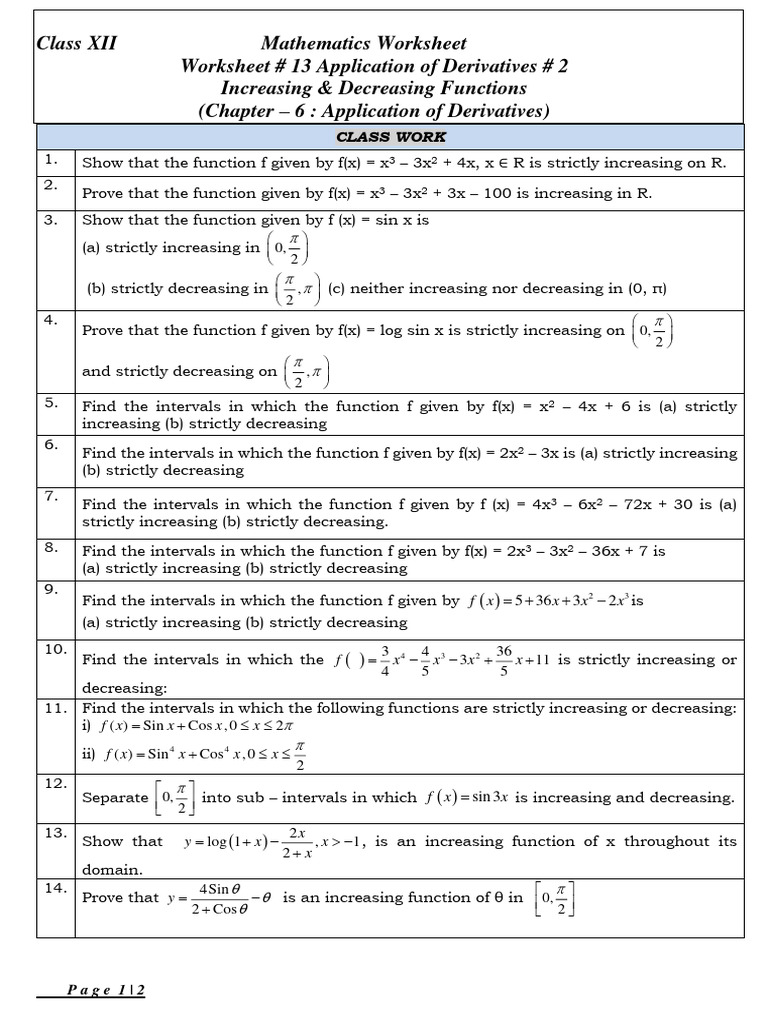 Applications of Differentiation 2 | PDF | Monotonic Function | Function (Mathematics)