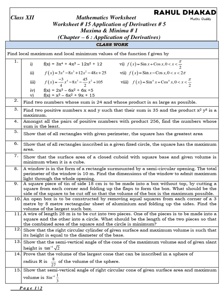 Applications of Differentiation 5 | PDF | Area | Sphere