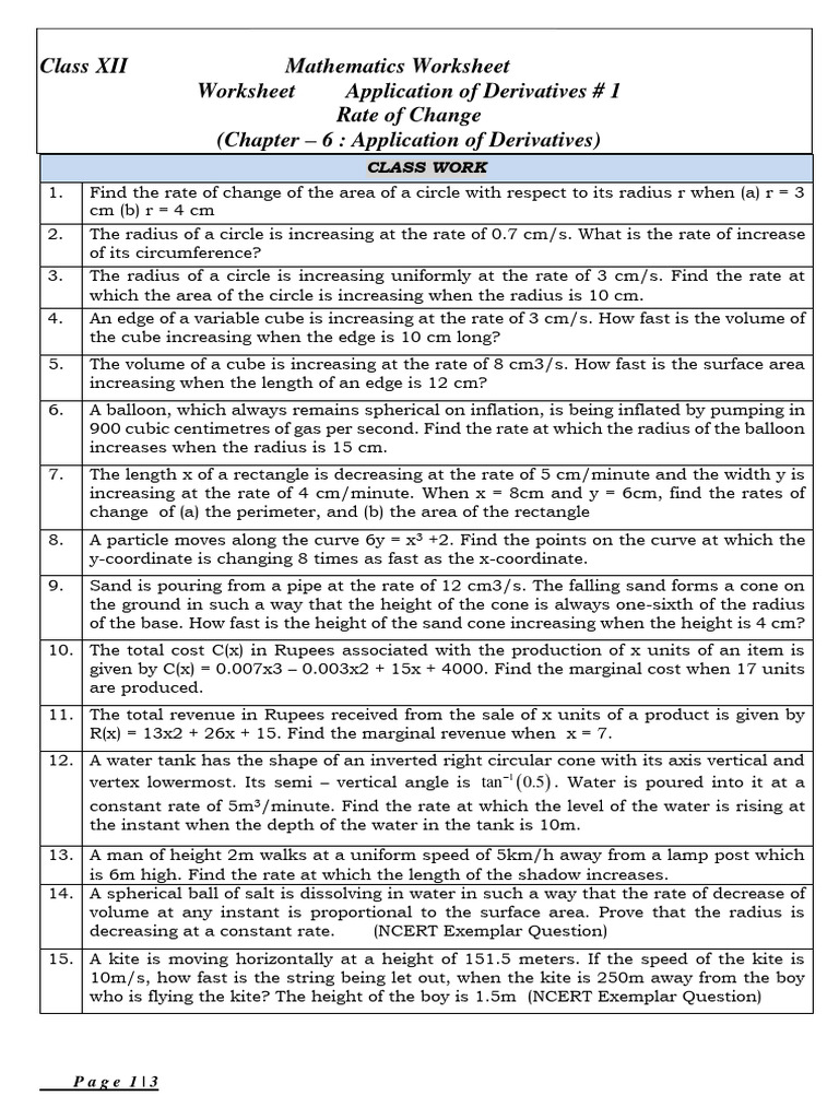 Applications Of Differentiation 1 Pdf Area Sphere