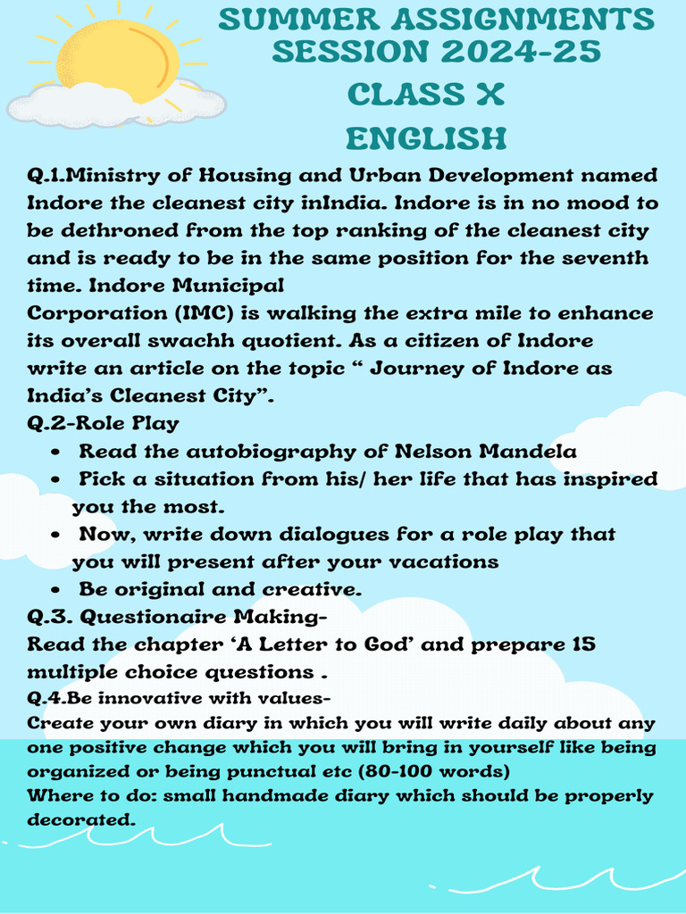 Class X Summer A 24-25 | PDF | Digestion | Chemical Reactions