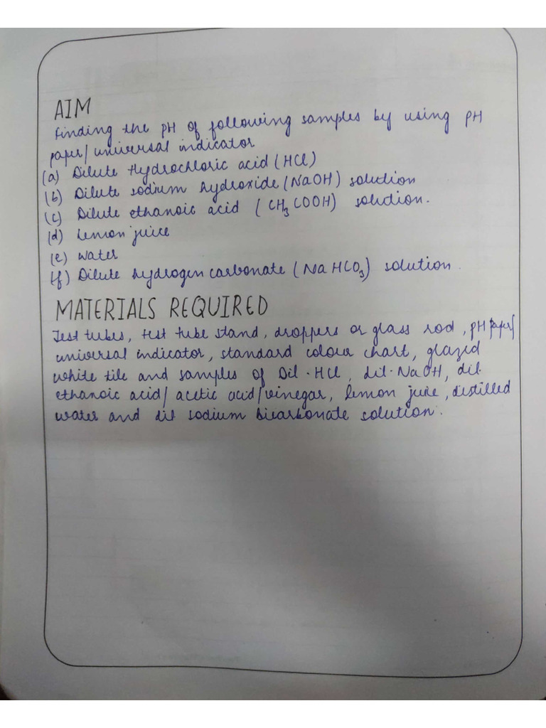 Chemistry Practical File Class 10 | PDF Chemistry Practical File Class 10 | PDF