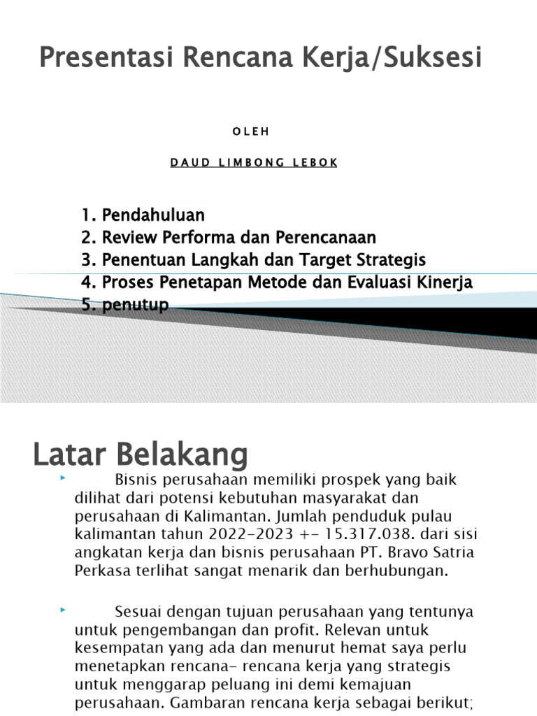 Presentasi Rencana Kerja | PDF