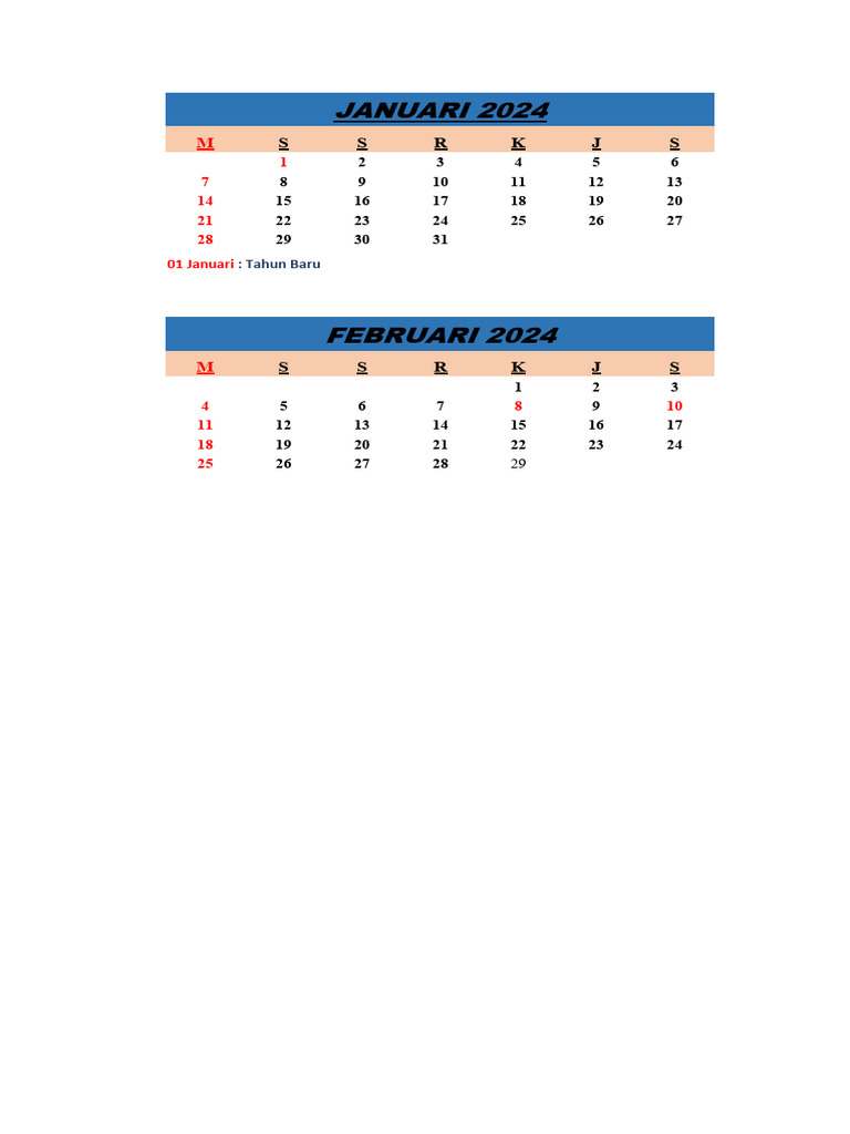 Kalender Acara 2024 dan Hari Besar | PDF