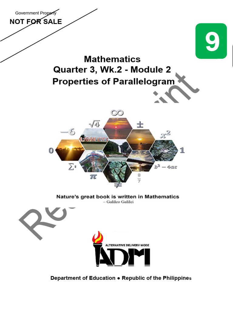 Math9 Q3 Mod2 Wk2 Properties of Parallelogram v5 | PDF | Rectangle ...