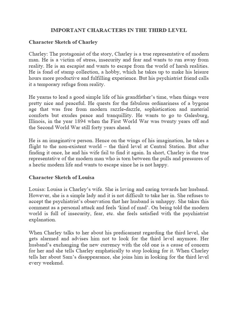 Important Characters in the Third Level | PDF