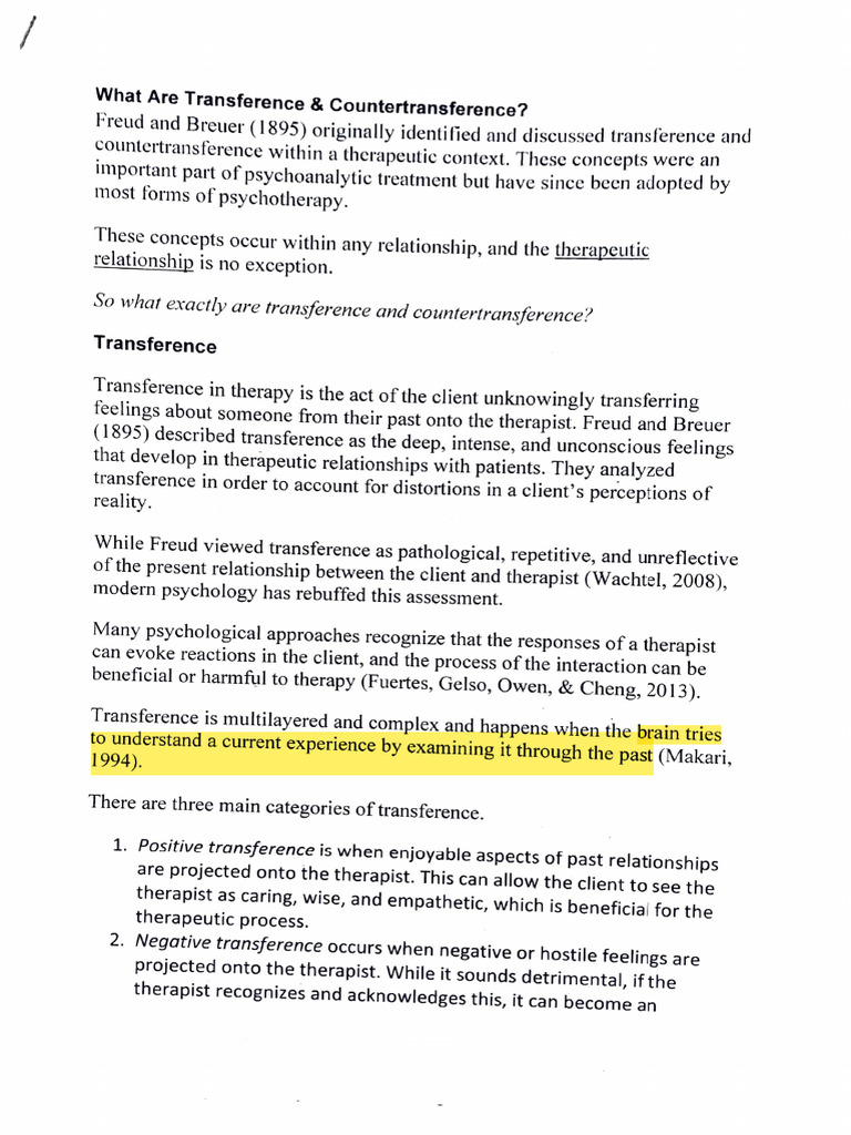 TRANSFERENCE | PDF | Psychotherapy | Psychoanalysis