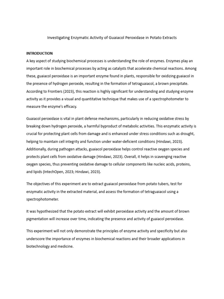 Bio Report 2024 Final Draft | PDF | Enzyme Assay | Oxidative Stress