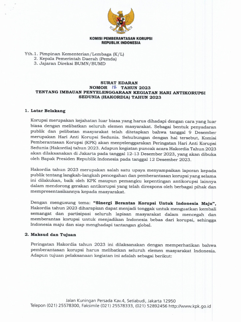 Lampiran - KPK SURAT EDARAN NO 18 | PDF