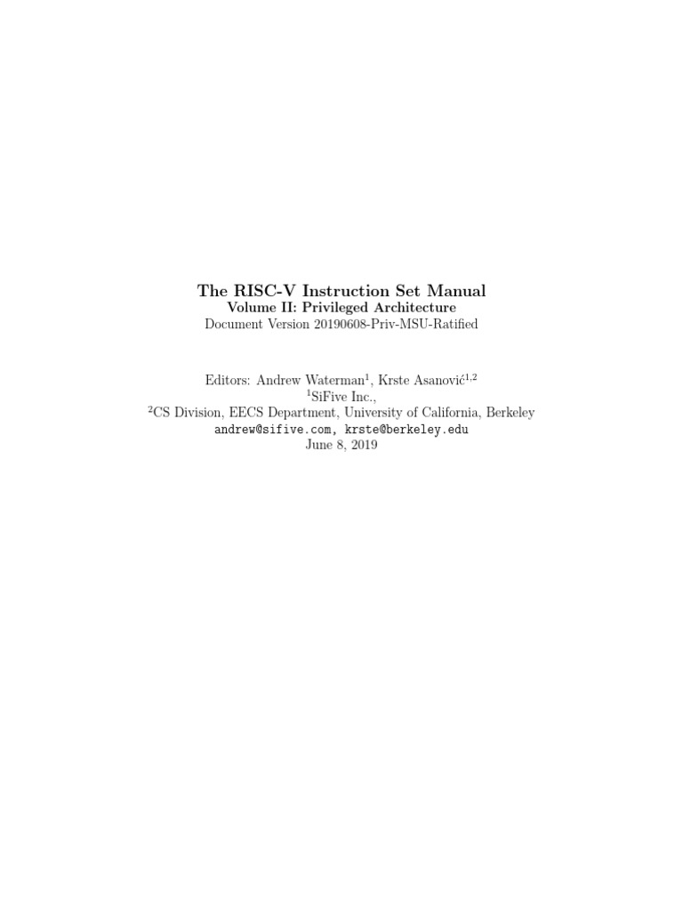 The RISC-V Instruction Set Manual | PDF | Operating System | Software Engineering