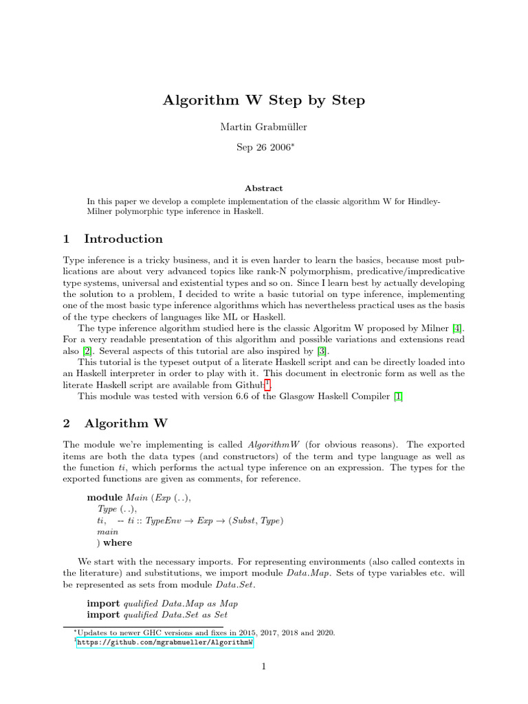 Algorithm W Pdf Scheme Programming Language Programming Paradigms 8848