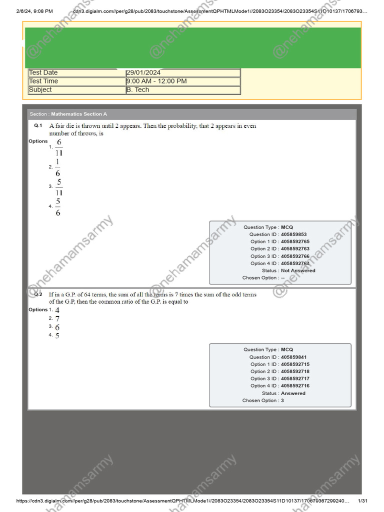 29 JAN SHIFT 1 FINAL | Download Free PDF | Multiple Choice | Data Collection