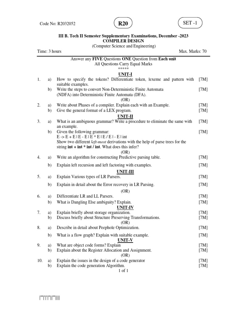 Compiler Design Dec 2023 | PDF | Parsing | Formalism (Deductive)