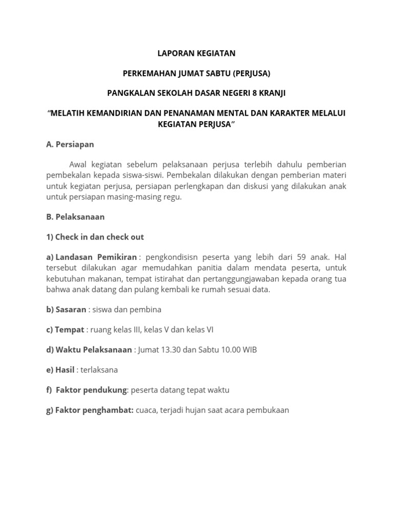 Contoh Laporan Perjusa | PDF | Karier & Perkembangan | Ilmu Sosial