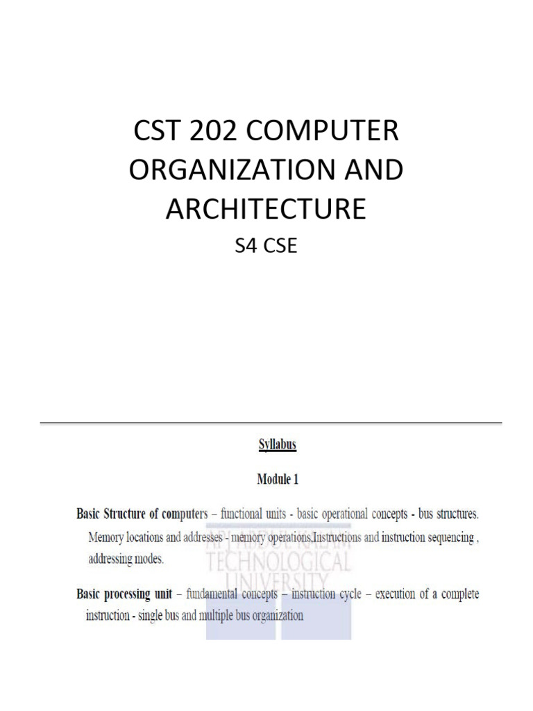 CAO Mod1 Introduction | PDF | Computer Data Storage | Input/Output