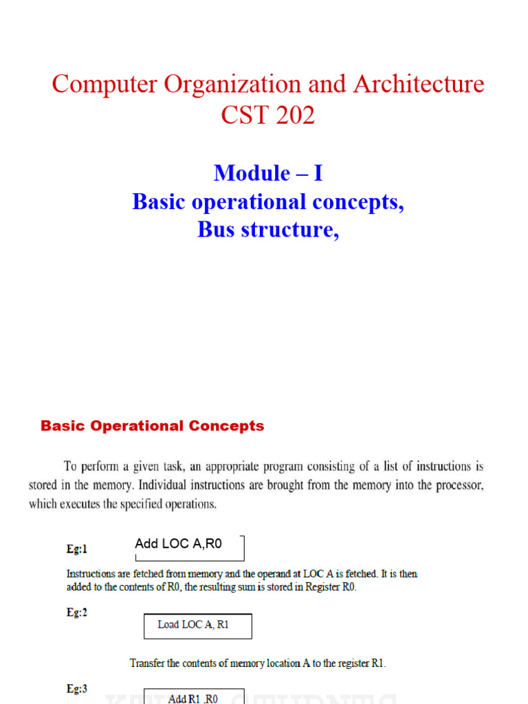 CAO - Mod1-Basic Operational Concepts | PDF | Input/Output | Central Processing Unit