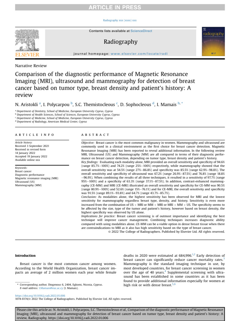 Comparison of The Diagnostic Performance of Magnetic Resonance Imag ...