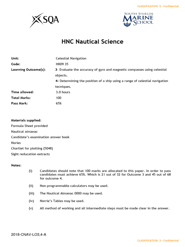 Assessment Front Sheet Cel Nav Oc - S 3 and 4 | PDF