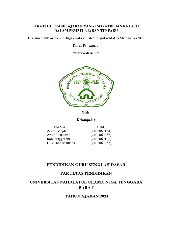 Strategi Pembelajaran Inovatif dan Kreatif | PDF | Karier ...