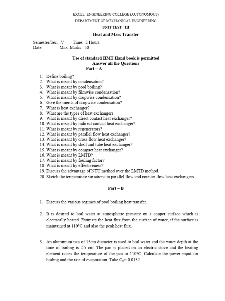 515MET02 hmt unit 3 final | Download Free PDF | Heat Exchanger | Heat Transfer