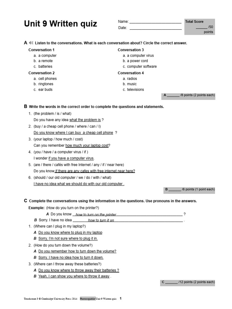 Unit 9 Written Quiz: Total Score | PDF | Email Spam | Cyberspace