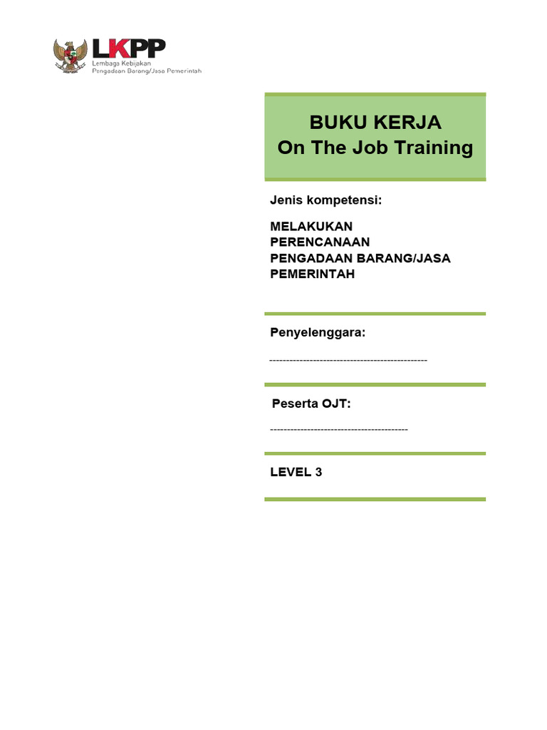 Buku Kerja OJT JK Perencanaan PBJP Level 3 | PDF | Komputer