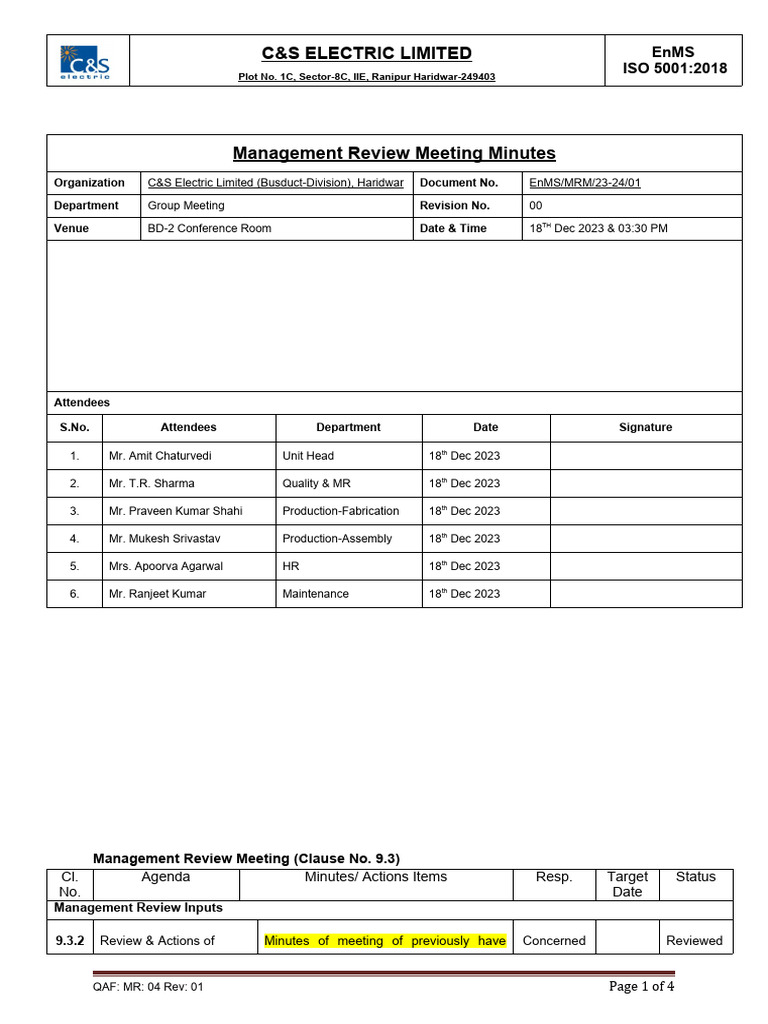 MRM - EnMS | PDF | Audit | Internal Audit