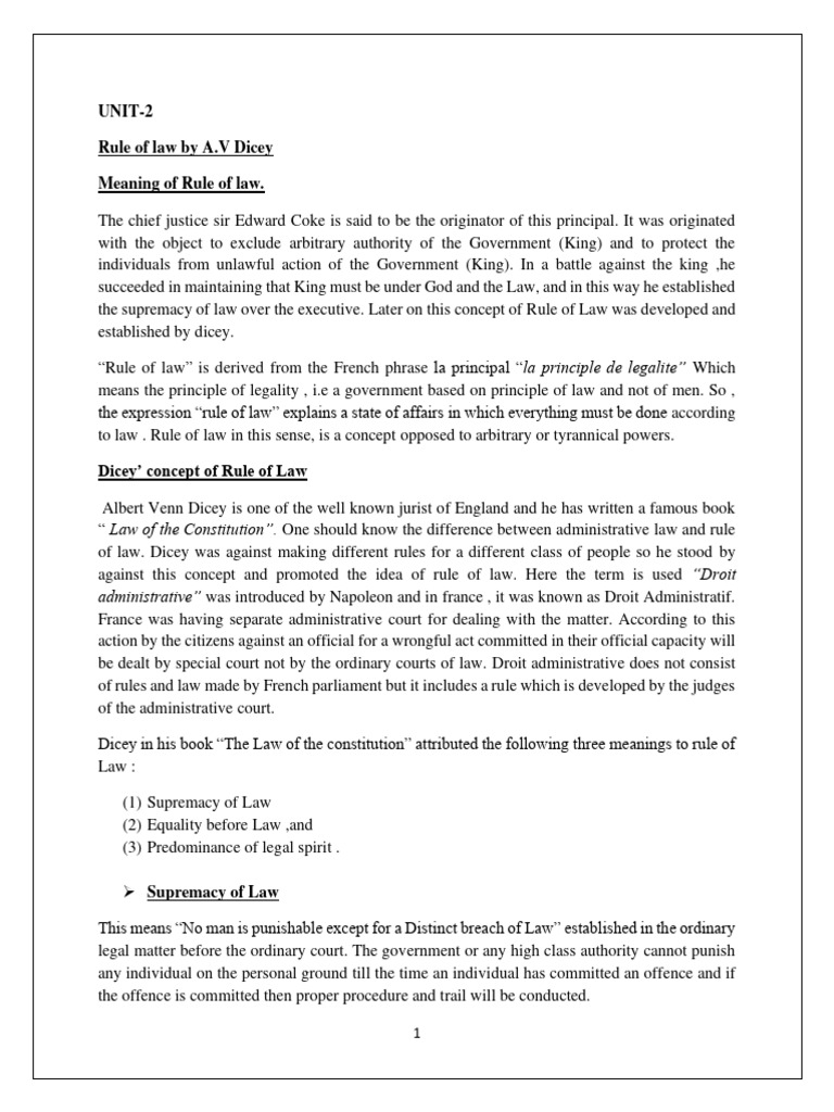 UNIT-2 Jurisprudence | PDF | Rule Of Law | Constitution