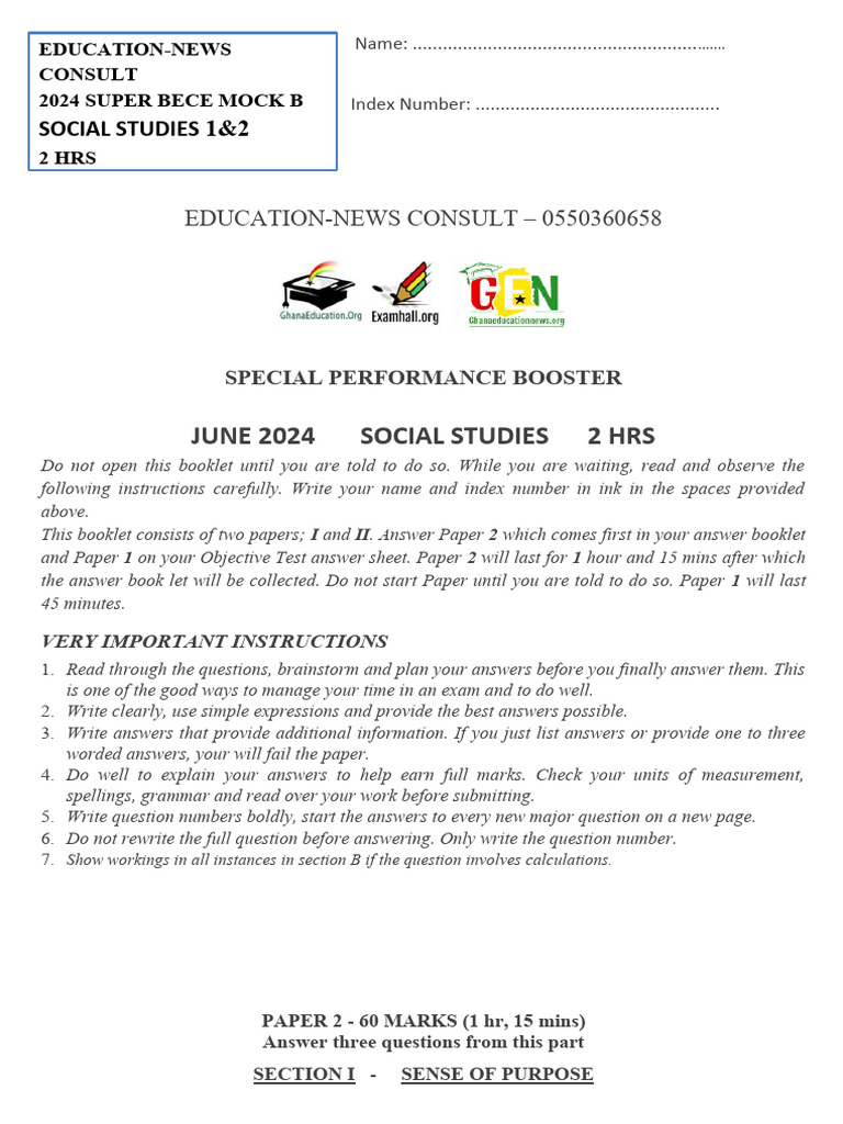 2025 Social Studies Mock Exam Guide | PDF | Ghana