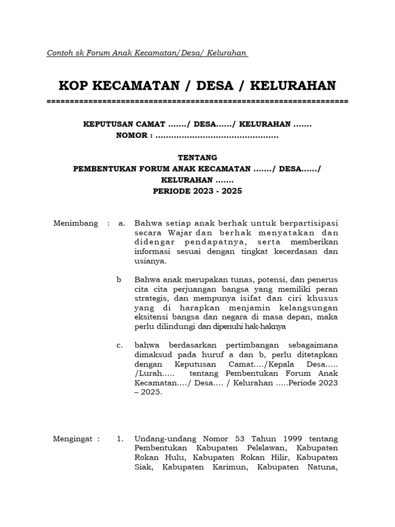 Contoh SK FA KecDesa Kel | PDF | Karier & Perkembangan