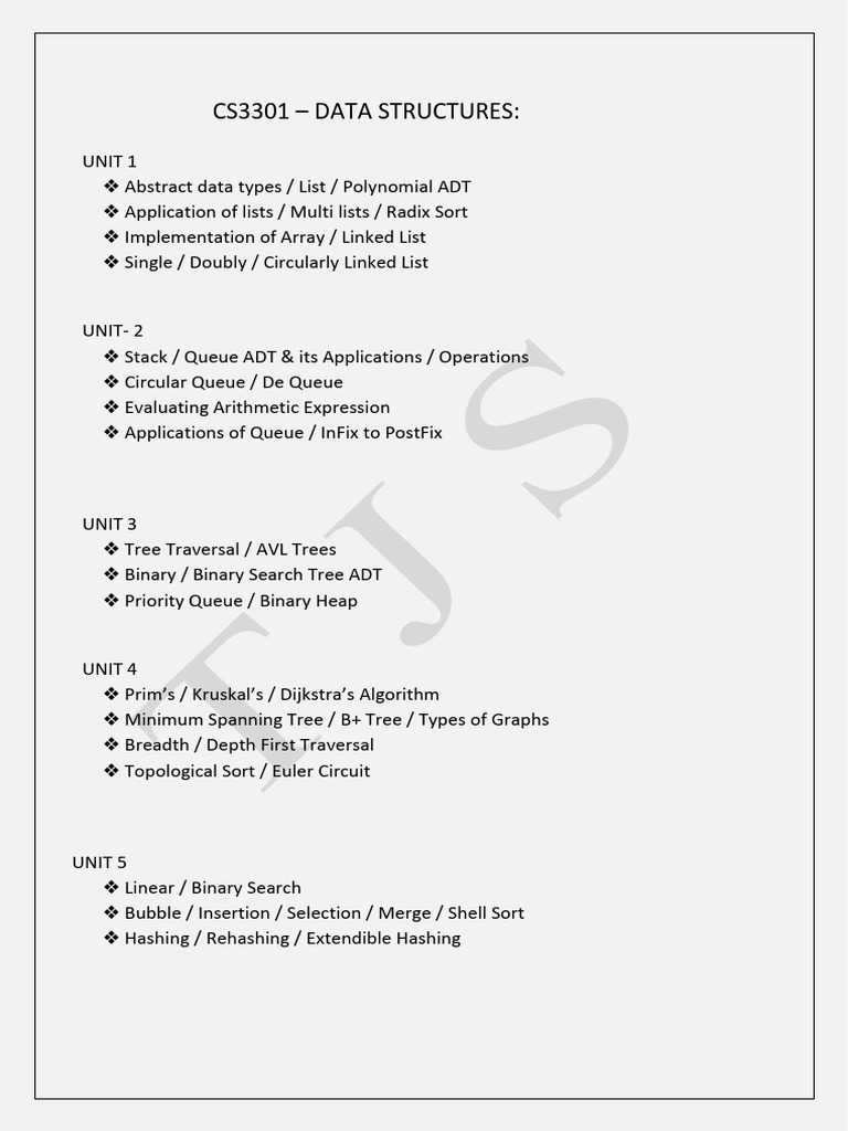 Data Structure Cs3301 | PDF | Science & Mathematics | Computers