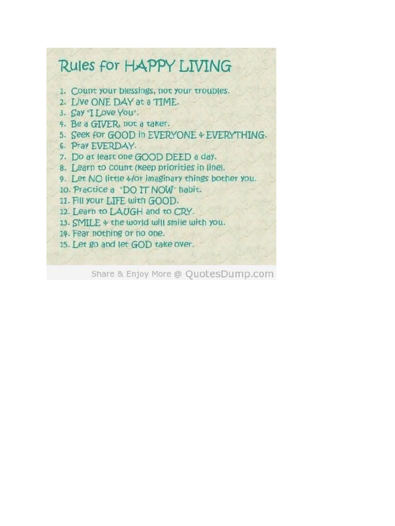 Rules For A Happy Life | PDF