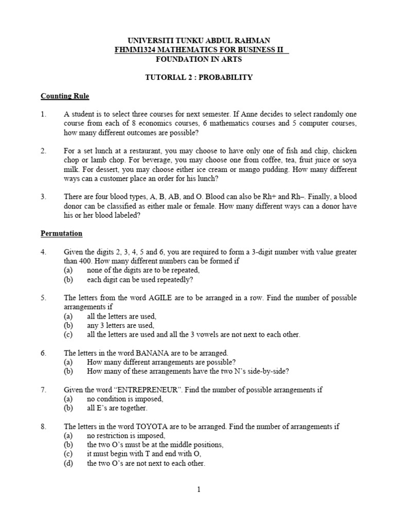 Tutorial 2 | PDF | Probability | Statistics
