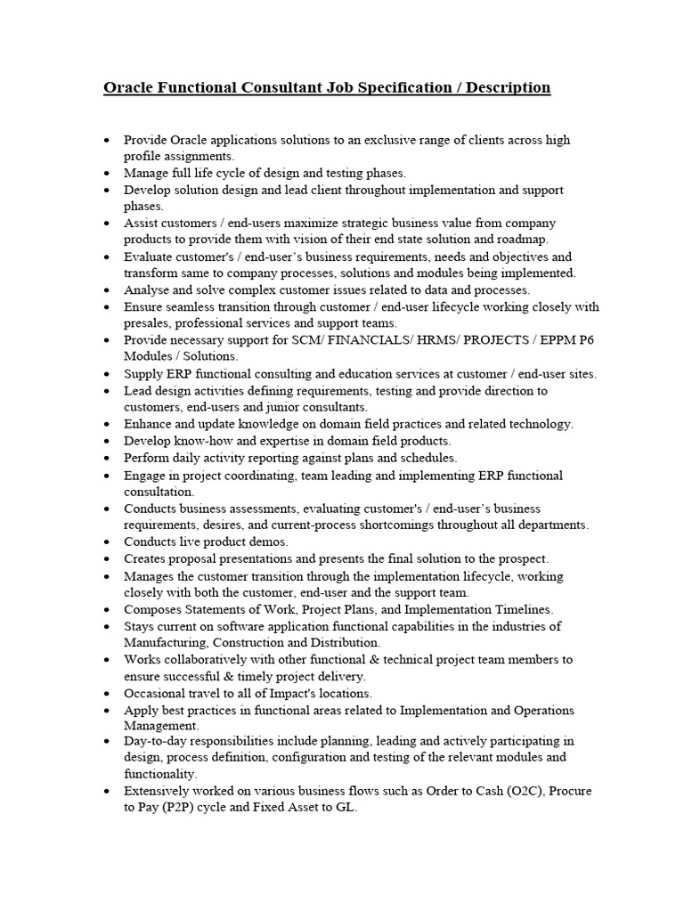 Oracle EBS Functional JD | PDF | Product Lifecycle | Enterprise Resource Planning