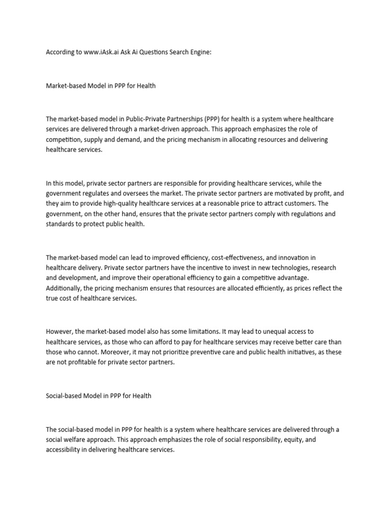 Model of PPP in Health | PDF | Market Economy | Healthcare Industry