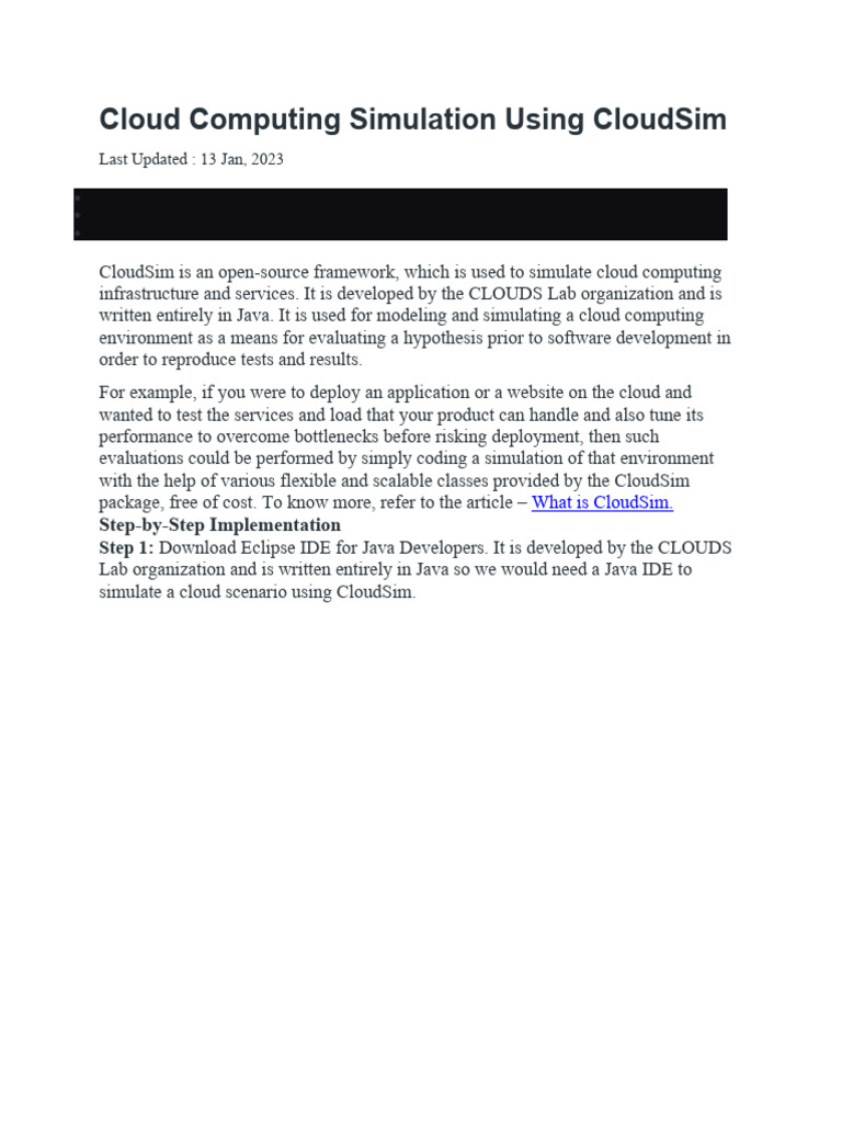 Cloud Computing Simulation Using CloudSim | Download Free PDF | Cloud ... Cloud Computing Simulation Using CloudSim | Download Free PDF | Cloud ...