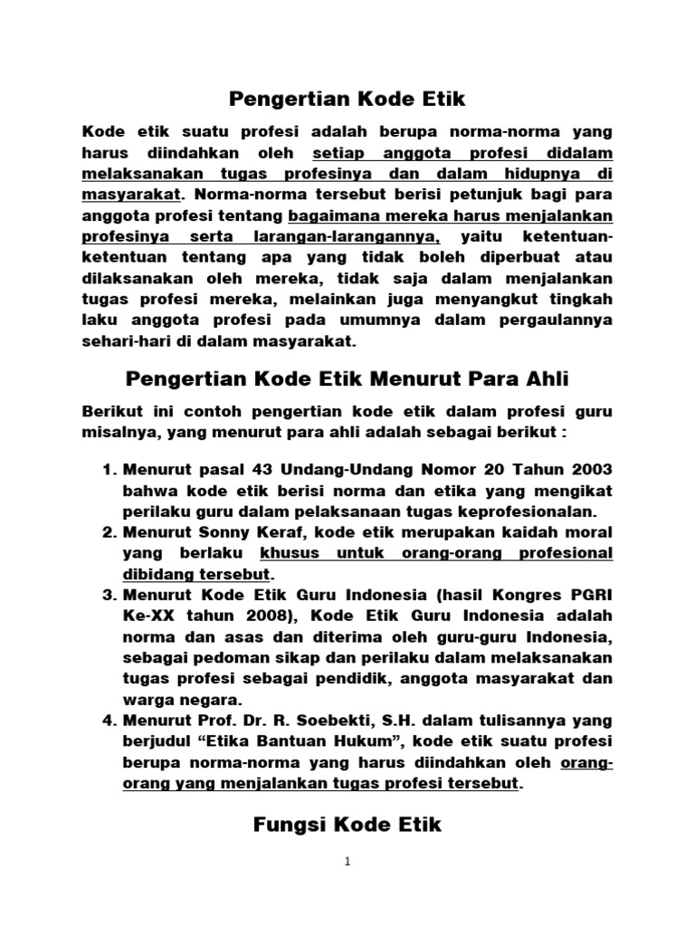 Pengertian Kode Etik | PDF