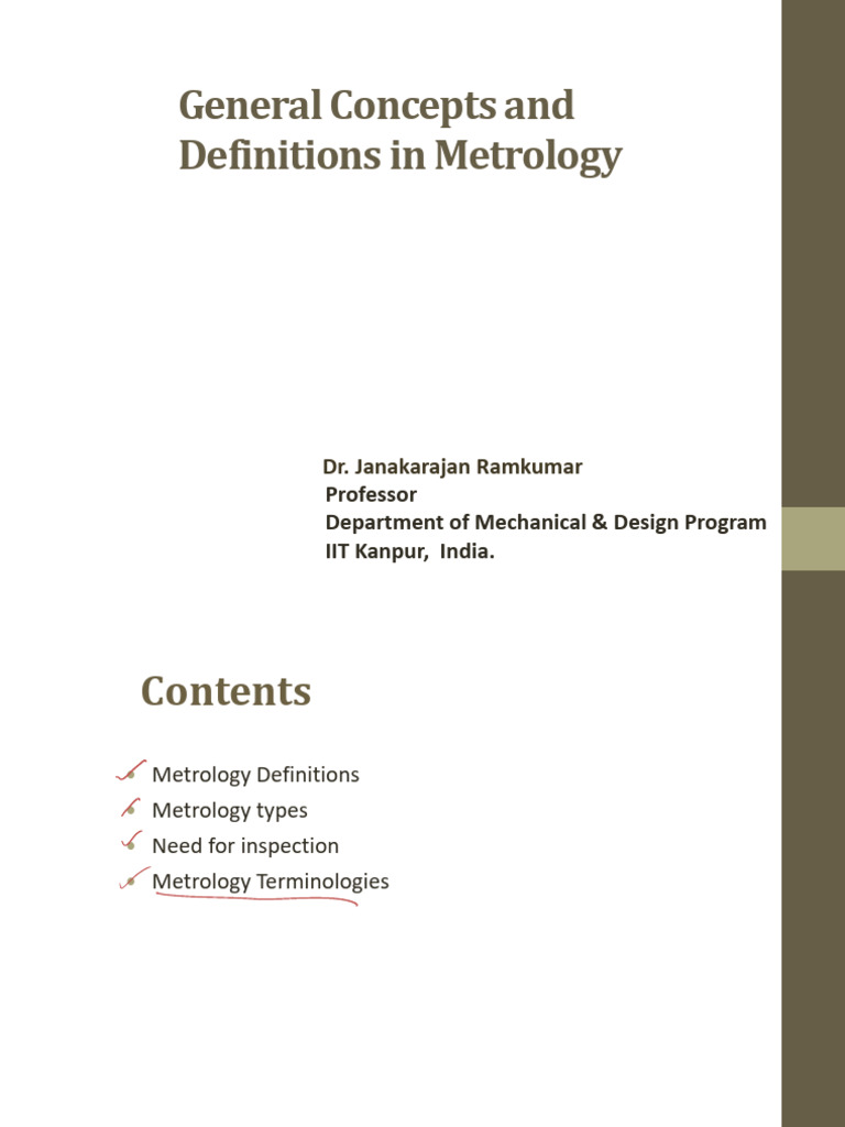 Lecture 3, General Concepts and Definitions in Metrology - DR ...