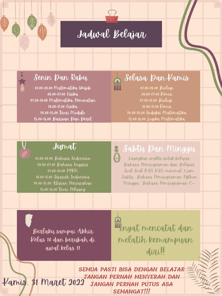 Soft Color Jadwal Pelajaran Poster_20240627_123352_0000 | PDF