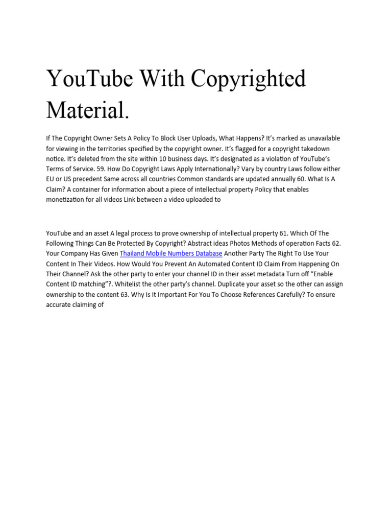 YouTube With Copyrighted Material. | PDF