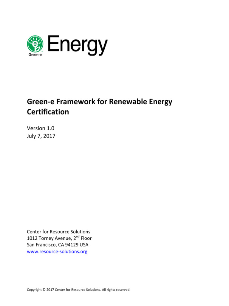 Green-e Framework for Renewable Energy Certification | PDF | Biogas | Waste