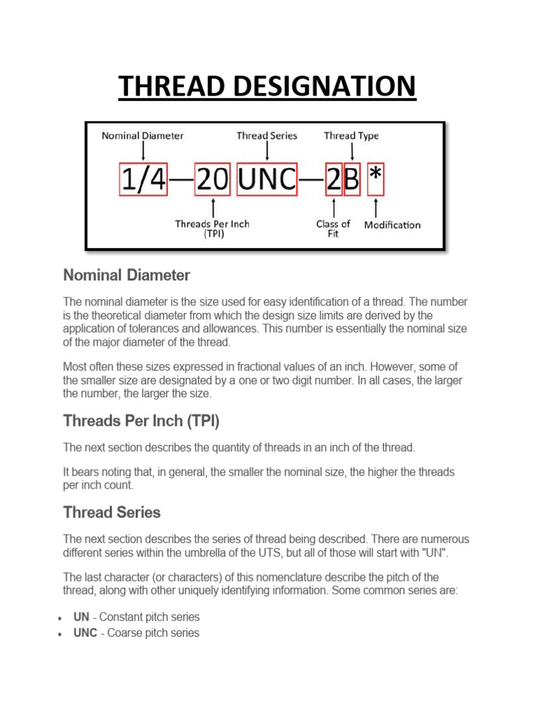 THREAD DESIGNATION | PDF | Metalworking