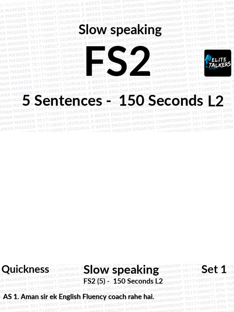 FS - 2 Slow Speaking SET 1-15 | PDF