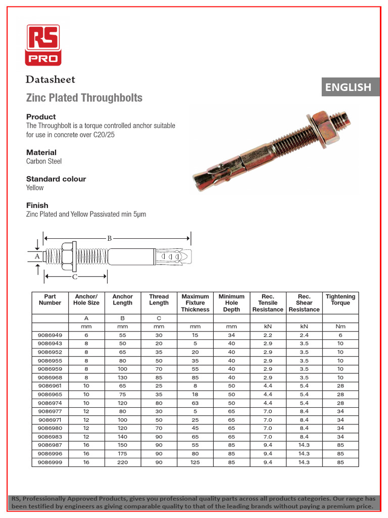 Anchor Bolt 10mm | PDF | Screw | Mechanical Engineering
