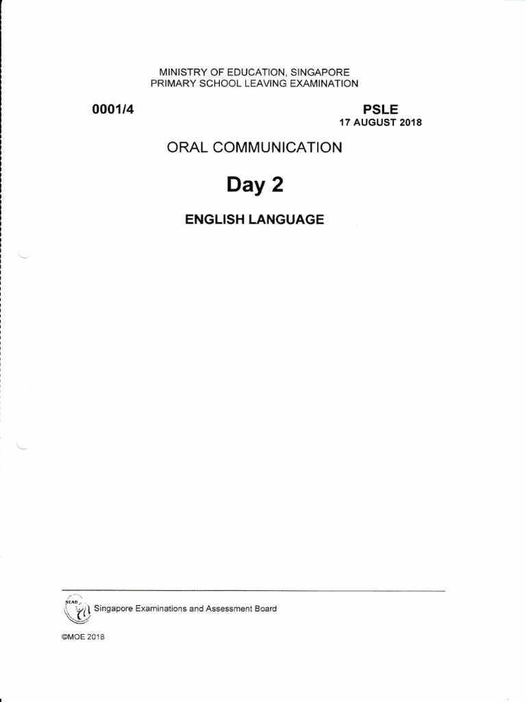 PSLE 2018 English Oral Exam Guide | PDF | Human Communication