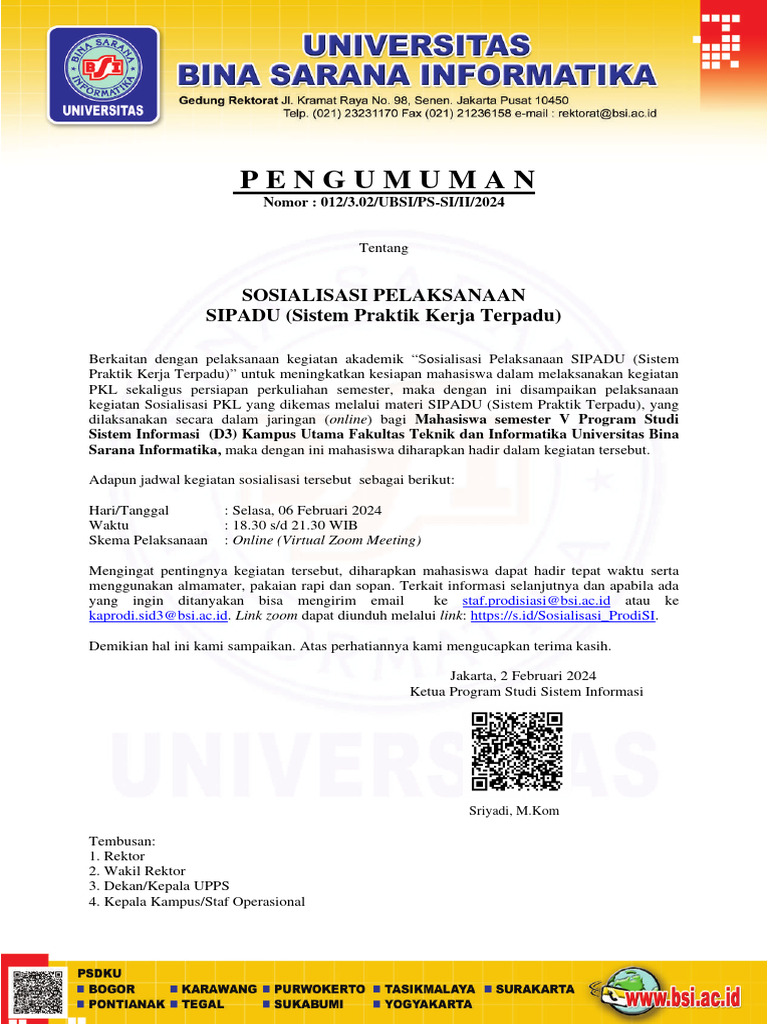 Sosialisasi SIPADU untuk Mahasiswa SI | PDF | Komputer