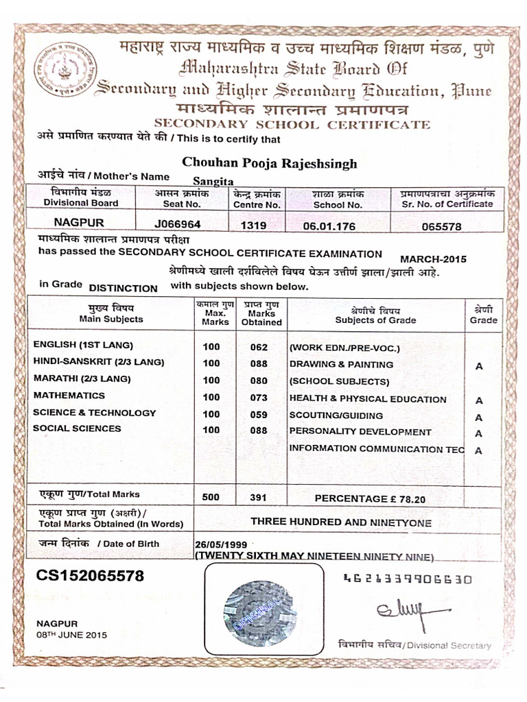 10th Certificate | PDF