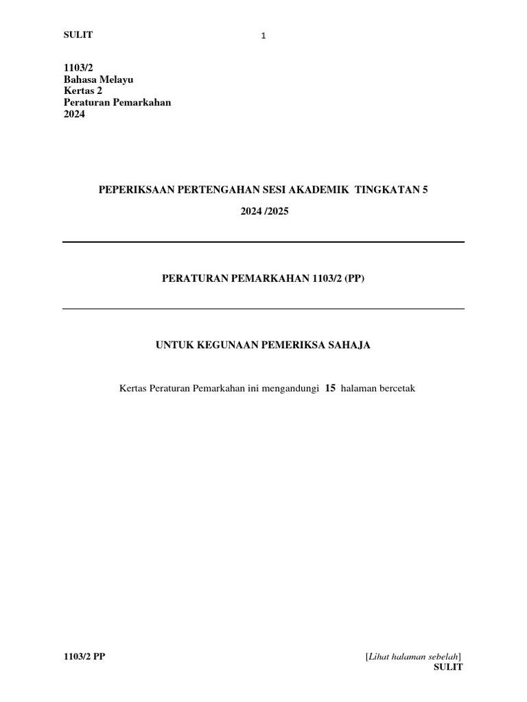 Peraturan Permarkahan BM K2 Ting 5 Ppsa 2-24 - 2025 | PDF