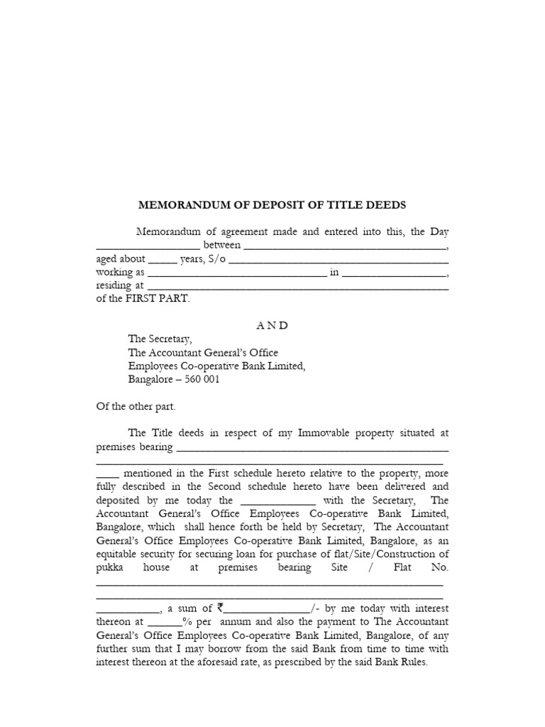 Deposit of Title Deed - AGSBank | PDF | Banks | Interest